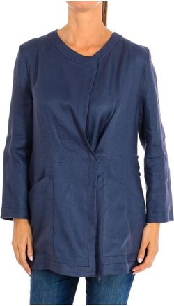 Emporio Armani Femme, Vestes, Bleu, Taille: 42 FR Blazer Classique en Lin