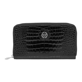 Philipp Plein Rounded Zip Wallet Cocco Shiny - - Accessories - Damen - Schwarzk - ONE SIZE