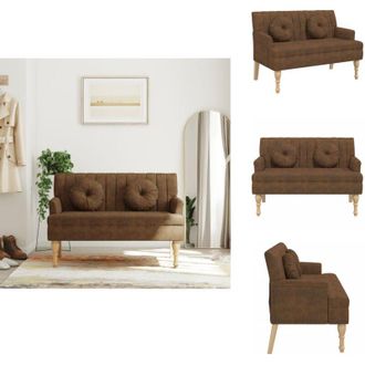 vidaXL Banc avec coussins marron 113x64,5x75,5 cm similicuir daim vidaXL