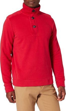 Pierre Cardin Herren Sweat-Shirt Stand-up Collar Zip&Button Supersoft Terry Sustainable Sweatshirt, Red, 3XL