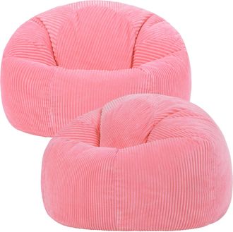 Icon Brand Kingston Sitzsack Cord, Kaugummirosa, 2er Pack, Sitzsack Erwachsene mit F&uuml;llung, Bean Bag, Cord Sessel, Lounge Sessel, Lounge Stuhl, Schlafzimmer, Woh