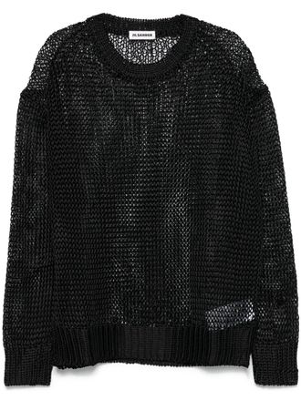 Jil Sander pull en maille ajourée - Noir