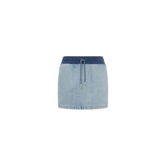 Moschino Femme, Jupes, Bleu, Taille: 38 FR Mini-jupe en jean de coton