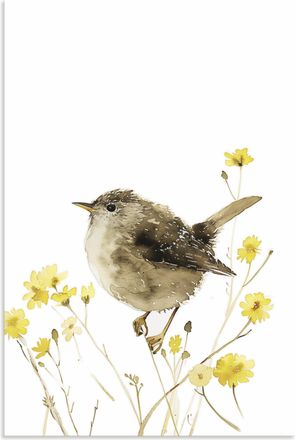 Artland Wanddeko Wandbild Alu Verbundplatte f&uuml;r Innen & Outdoor Bild 20x30 cm Aquarell aesthetic room decor Zaunk&ouml;nig Vogel Singvogel Natur U5QY