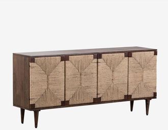 Sklum Sklum - Evans Sideboard aus Mangoholz und Jute Braun Dark