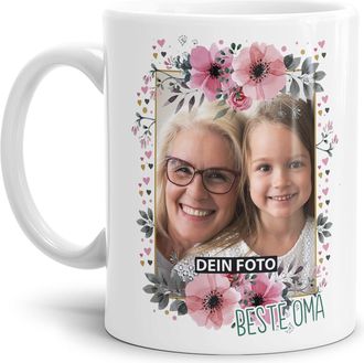 Tassendruck Keramik Tasse - Beste Oma - mit Foto selbst gestalten - Geschenk für die beste Oma, Geburtstag, Weihnachten I Personalisiert, Weiß, 300 ml