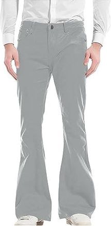 Generic Pantalon &eacute;vas&eacute; pour homme - Noir - Coupe ajust&eacute;e - Jambes larges - Pantalon chino stretch - Pantalon de loisirs - Couleur unie - Taille &eacute;lastique - Av