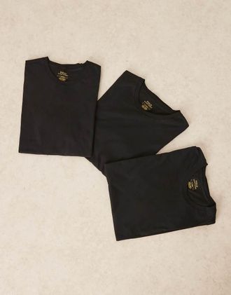 Polo Ralph Lauren 3er-Pack Lounge-T-Shirts in Schwarz mit Logo-Symbol