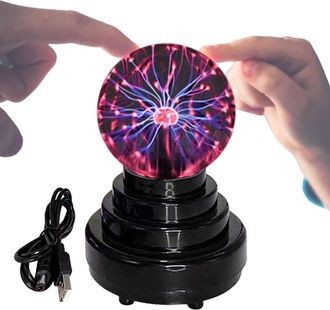 Generic Plasmakugel Sound-aktivierte Plasmalampe USB Wiederaufladbare Plasma Ball Neuheit Blitzkugel Zauberkugel Geschenk Für Kinder Erwachsene, LJ1K5UYZERNRV