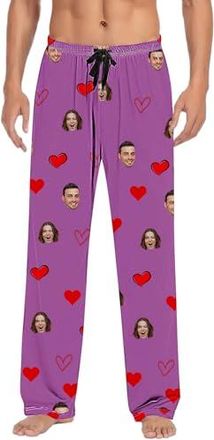 Generic Pantalon de pyjama pour couple - Pour la Saint-Valentin - Imprim&eacute; en 3D - D&eacute;contract&eacute; - Ample - Pour homme, violet, XXL