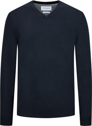 Tom Rusborg Pullover mit V-Ausschnitt aus einem Baumwolle-Seide-Mix in