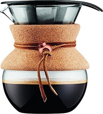 Bodum 11592-109 - pour Over - Cafetière, Filtre Permanent Maille INOX, 4 Tasses - 0,5 L Liège
