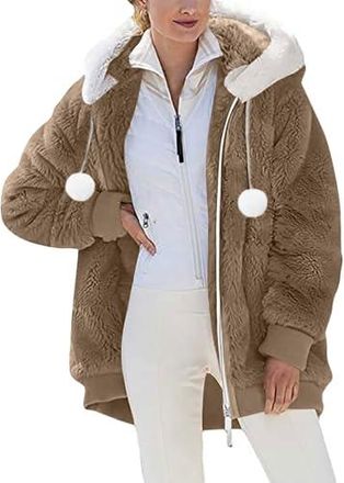Generic Vestes en polaire pour femme avec fermeture &eacute;clair int&eacute;grale - Sweat-shirt chaud avec capuche pour femmes, manteau cardigan &eacute;pais avec cordon de serra