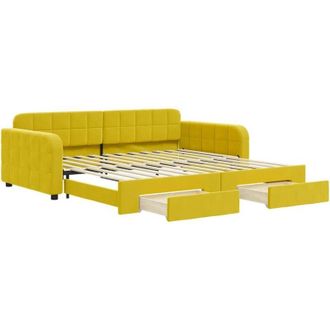 vidaXL Tagesbett Ausziehbar mit Schubladen Gelb 100x200 cm Samt Vidaxl