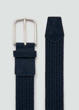 Mango Ceinture tress&eacute;e &eacute;lastique bleu marine - Homme - 100 - MANGO MAN