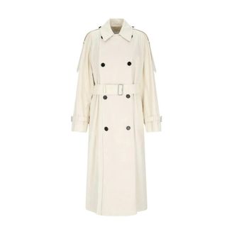Burberry Femme, Manteaux, Blanc, Taille: 38 FR Trench-coat en coton