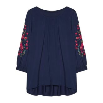 Fiorella Rubino Femme, Blouses et Chemises, Bleu, Taille: 46 FR T-shirt en viscose avec broderies