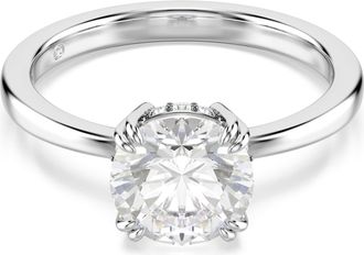 Swarovski Stilla Collection Cocktailring, Rundschliff, wei&szlig;, silberfarbenes Finish, 62, Kristall, Metall, Kristall