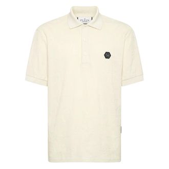 Philipp Plein Homme, Tops, Beige, Taille: S Polo T-Shirt Jacquard Crest