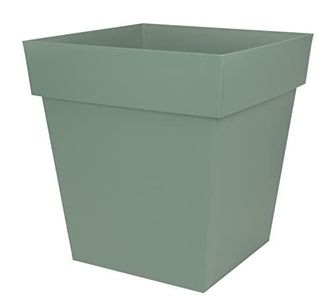 Eda Pot de Fleur Carr&eacute; Toscane 50 cm - Volume 87 L - 49,5 x 49,5 x H.52,5 cm - Vert Laurier