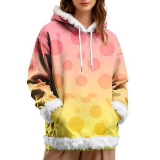 Generic Pull &agrave; capuche imprim&eacute; pour femme | D&eacute;contract&eacute; &agrave; manches longues Coupe ample Sweat &agrave; capuche pour femme, jaune, XXL