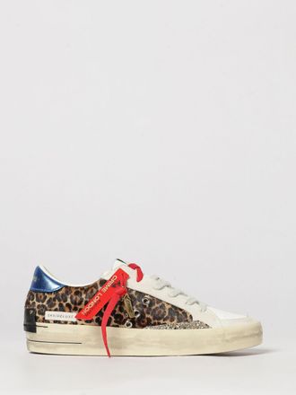 Crime London Baskets basses Skate en cuir avec empi&egrave;cements en poulain &agrave; imprim&eacute; animalier