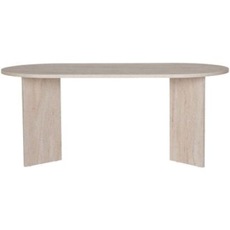 M&S Collection Table &agrave; manger ovale 8 personnes effet travertin - Largeur 180 cm - Hauteur 75 cm - Design moderne avec pieds en V