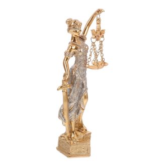 BESPORTBLE Goldene Gerechtigkeitsfigur aus Resin Kunstvolle G&ouml;ttinnen Skulptur mit Vintage Design Dekoratives Kunstwerk f&uuml;r B&uuml;ro und Anwaltskanzlei Symbolische F