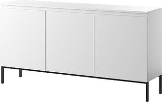 Selsey Kommode Schrank Aufbewahrungsschrank 150 cm 3 T&uuml;ren 6 F&auml;cher Wei&szlig; Schwarze Beine Bemmi