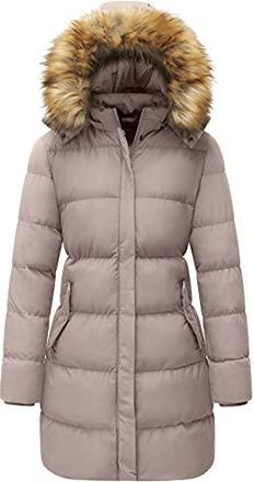 WenVen Manteau dhiver Long pour Femme Veste matelassée épaisse Veste matelassée Chaude Parka dhiver avec Capuche en Fausse Fourrure