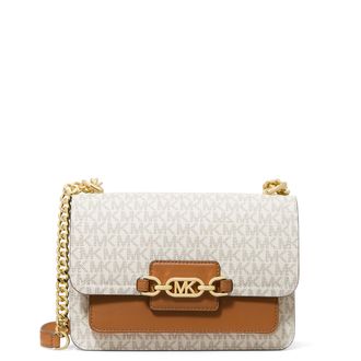 Michael Kors Schultertasche Heather Large mit Logo, Vanilla/Acorn