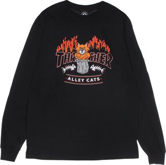 Thrasher Schwarzes Langarm-Rundhals-T-Shirt - - Tops - Herren - Schwarzk - S