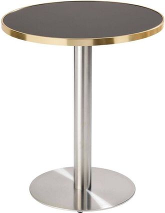 Oviala Runder Esstisch 60 cm, schwarz/goldene Platte und silberne Beine