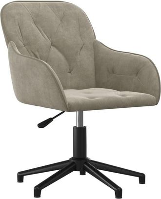 vidaXL Chaise pivotante de bureau Gris clair Velours vidaXL