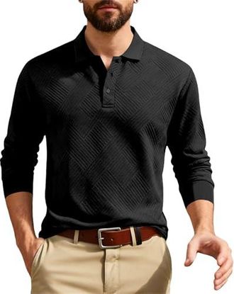 Generic Polo l&eacute;ger et classique pour homme, coupe classique, style d&eacute;contract&eacute;, vintage, boutonn&eacute;, doux et confortable, t-shirt de travail, Noir, 4XL
