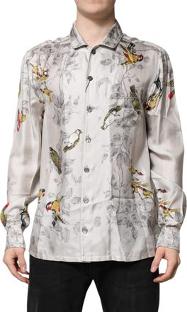 Dolce & Gabbana Mehrfarbige Seidenbluse mit Druck und Knopfleiste