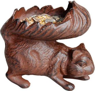 Esschert Design Futterschale, Vogeltränke Motiv Eichhörnchen, ca. 15 cm x 11 cm x 14 cm