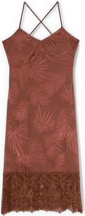 Motivi Femme, Robes, Brun, Taille: 40 FR Robe fourreau en satin jacquard avec dentelle