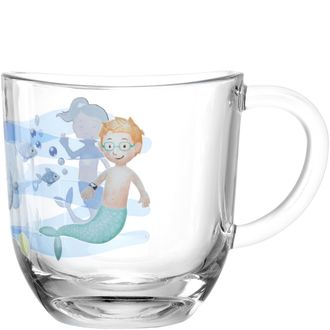 Leonardo Bambini Avventura Tasse mit Henkel f&uuml;r Kinder - Kinderbecher mit Motiv aus dickwandigem Glas - Inhalt 280 ml - mikrowellengeeignet, robust - Kindertas