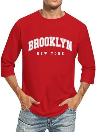 Generic Hauts &agrave; manches 3/4 pour hommes 2025 T-shirts d&eacute;contract&eacute;s pour la course &agrave; pied, tendance, ample, mignon, printemps 2025, t-shirts de sortie, t-shirt