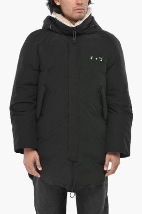 Off-white Gepolsterter Parka aus Baumwollmix mit Lammfellkragen Off-White