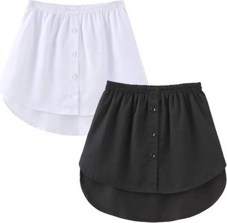 Generic Lot de 2 rallonges de chemise pour femme - Jupe - Extension de chemise - Faux top - Jupe - Layering Top Jupe - Ourlet d&eacute;contract&eacute;, a, M