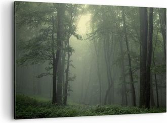Arttor Bilder auf Leinwand 100x70cm Leinwandbild mit Rahmen Wald Nebel Baum Groß Wanddeko Bild Schlafzimmer Küche Deko Wandbilder Dekoration Wohnzimmer Wall 