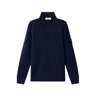 Stone Island Pull col roul&eacute; zipp&eacute; en maille - Homme - Pulls - Bleu - Taille: XL