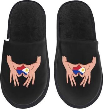 Generic Chaussons Maison Tenir LAmour Dans Vos Mains Drapeau Des Philippines Anti Odeur Pantoufles En Coton Légers Slippers Pour De Camping Automne La Maison 