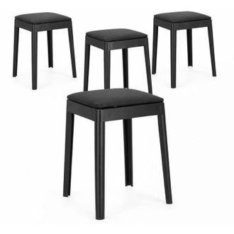 BIZZOTTO Lot de 4 tabourets dappoint empilables SCOOBY - Hauteur dassise 49cm-Noir