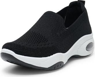 Alexis Leroy Baskets Mode Femme Chaussures Baskets en Maille pour Femme sans Lacets - Chaussures de Fitness Noir Uni 41 EU