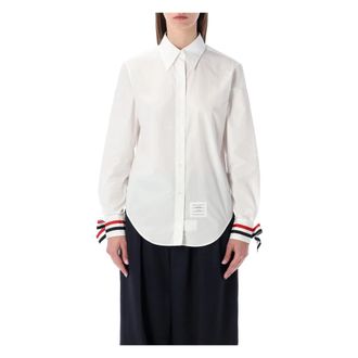 Thom Browne Easy Fit Hemd mit spitzem Kragen und Knopfleiste - - Blouses & Shirts - Damen - Wei&szlig; - M
