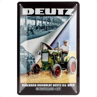 Nostalgic Art Plaque vintage Farmlands - Deutz Kl&ouml;ckner - Id&eacute;e de cadeau pour les fans de tracteurs, en m&eacute;tal, D&eacute;co design retro, 20 x 30 cm
