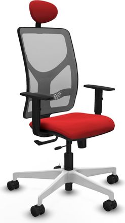 Piqueras y Crespo Roter Schreibtischstuhl mit 1D-Armen, h&ouml;henverstellbarer Lendenwirbelst&uuml;tze und festem Kopfteil, ausgestattet mit Syncro/Traslack und Schneideschaum, 